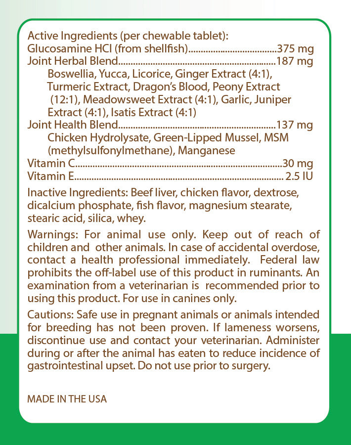 Boston Terrier Natural Joint Support Chewable Tablets 60 Count ...