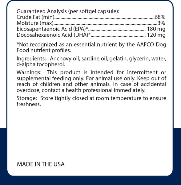 Xoloitzcuintli Omega-3 Fish Oil Softgels 180 Count – Healthy Breeds